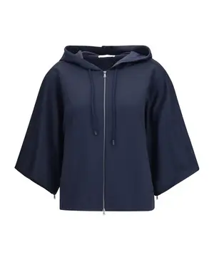 Max Mara Zip-up Flared-sleeve Hoodie - Blue