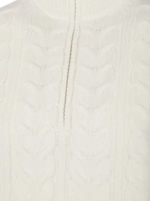 Max Mara Zip Detailed High Neck Jumper - White