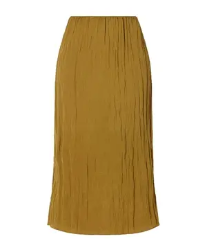 Tibi Crinkle Charmeuse Midi Skirt - Brown