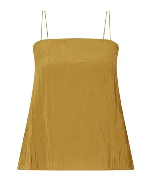 Tibi Crinkle Charmeuse Tank - Brown