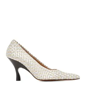 Stella McCartney Elsa Woven Metallic High Heels - Silver/gold