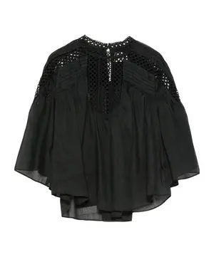 Isabel Marant Étoile Parina Lace-trimmed Woven Blouse - Black