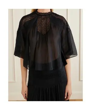 Isabel Marant Étoile Parina Lace-trimmed Woven Blouse - Black