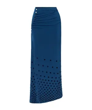 Rabanne Gathered Flocked Jersey Maxi Skirt
