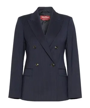 Max Mara Umico Double-breasted Pinstriped Blazer - Navy
