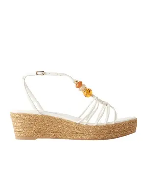 JIMMY CHOO Lemi Bead-embellished Sandals - Nude