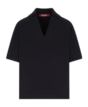 Max Mara Collared Short-sleeve Knit Top - Black