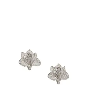 Alessandra Rich Roses -tone Crystal Clip Earrings - Silver