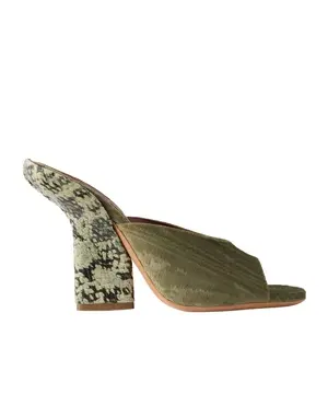 Dries Van Noten Snake-effect Leather-trimmed Velvet-moiré Sandals