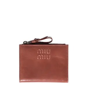 Miu Miu Logo-embossed Leather Wallet - Antique