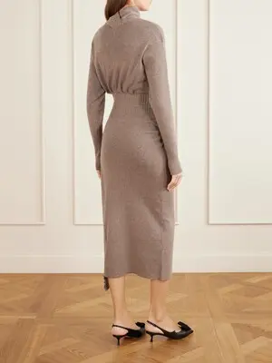 LANVIN Embellished Wool-blend Turtleneck Midi Dress