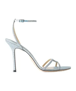 JIMMY CHOO Leo 100 Glittered Leather Sandals - Multicolor