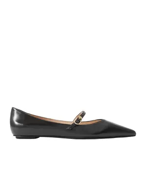 STUART WEITZMAN Emilia Leather Mary Jane Point-toe Flats - Black