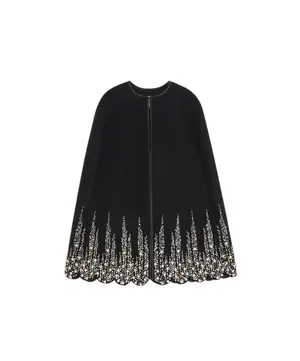 Valentino Garavani Draped Cape With Ombre Rhinestone Embroidery - No