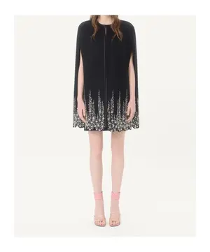 Valentino Garavani Draped Cape With Ombre Rhinestone Embroidery - No