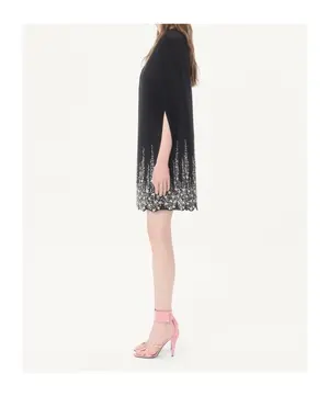 Valentino Garavani Draped Cape With Ombre Rhinestone Embroidery - No