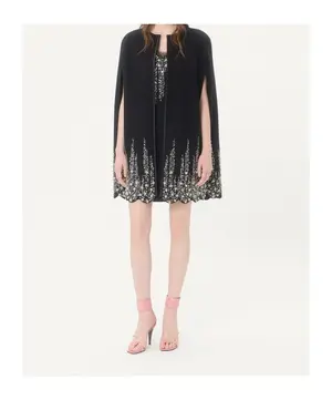 Valentino Garavani Draped Cape With Ombre Rhinestone Embroidery - No