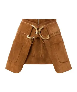 TOM FORD Belted Layered Suede Mini Skirt