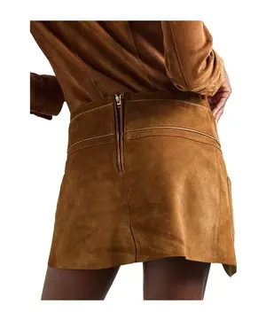 TOM FORD Belted Layered Suede Mini Skirt