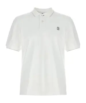 Brunello Cucinelli Logo-embroidered Short-sleeved Polo Shirt - White