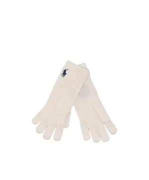 Polo Ralph Lauren Logo Embroidered Knitted Gloves - White