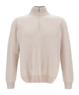 GRAN SASSO Long-sleeved Half-zip Jumper - Beige
