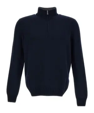 GRAN SASSO Zip-up Sweater - Blue