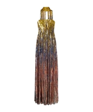 Elie Saab Strapless Gown Adorned With A Sequined Scarf