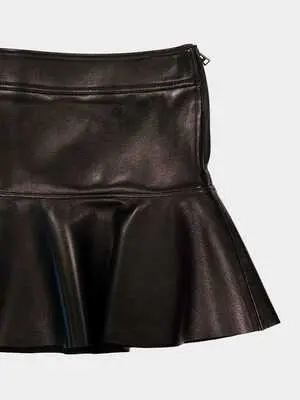 TOM FORD Shiny Plonge Ruffled Bottom Mini Skirt