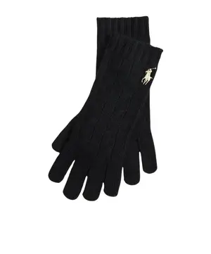 Polo Ralph Lauren Logo Embroidered Knitted Gloves - Black