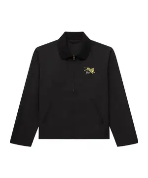 Kenzo Jumping Tiger' Embroidered Zipped Coach Jacket In Mixed Cotton - Black