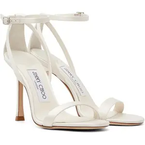 JIMMY CHOO Moza 100 Satin Crystal Buckle High-heeled Sandals