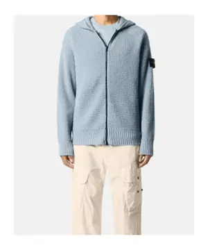 Stone Island Logo Patch Zip-up Jumper - Ashes