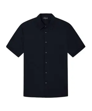Emporio Armani Button-up Short-sleeved Shirt - Navy Blue