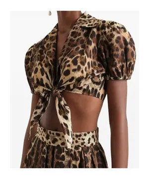 Dolce & Gabbana Leopard Print Poplin Shirt - Black