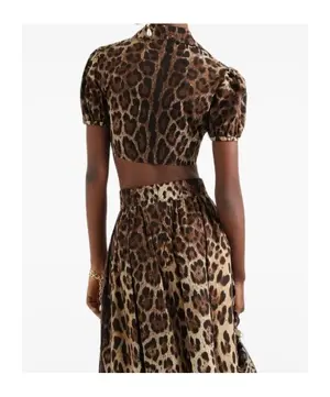 Dolce & Gabbana Leopard Print Poplin Shirt - Black