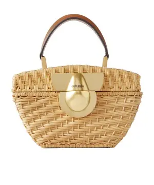 Cult Gaia Tyla Leather-trimmed Raffia Tote - Nude