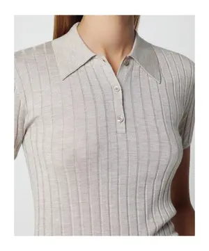 TOTEME Ribbed-knit Polo Top
