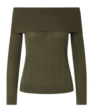 Liu Jo Wool Sweater With Bardot Neckline - Green