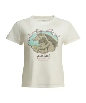 GANNI Cropped Graphic T-shirt