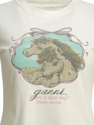 GANNI Cropped Graphic T-shirt