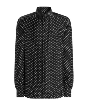 Dolce & Gabbana Polka Dot-print Martini Twill Shirt - Black