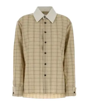 Bottega Veneta Checkered Long Sleeve Shirt - Beige