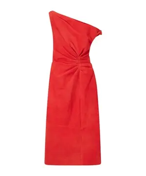 Proenza Schouler Kaelin Suede One-shoulder Midi Dress - Red