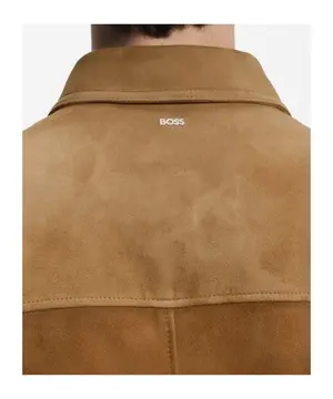 Hugo Boss Long-sleeve Leather Jacket With A Lapel Collar