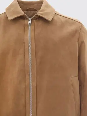 Hugo Boss Suede Leather Jacket With Zipper Closure