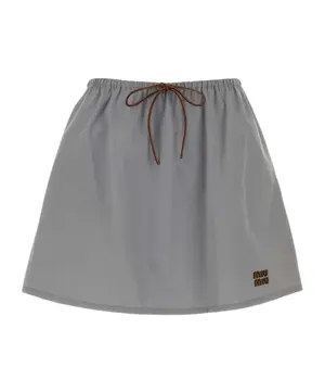 Miu Miu Logo-embroidered Drawstring Mini Skirt