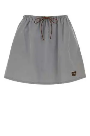 Miu Miu Logo Embroidered Drawstring Mini Skirt