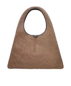 Alaïa Leather-trimmed Paper Straw Shoulder Bag - Brown