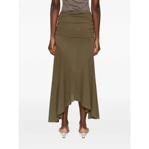 GANNI Ruched Asymmetric Hem Skirt